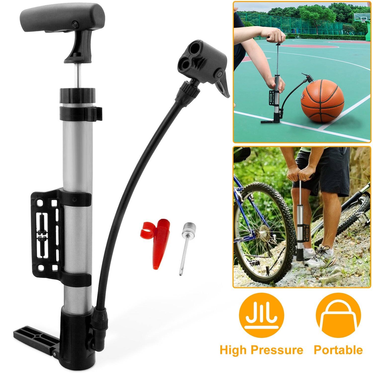 1Pc Mini Bike Inflator Portable Bicycle Tire Inflator Ball Air Inflati ...